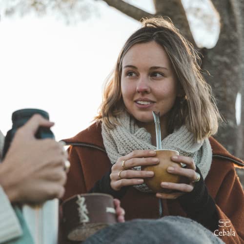 Cebala | Premium yerba mate cup (Mate gourd set) - Uruguayan mate (torpedo mate style)- Includes nickel silver bombilla straw and calabash mate cup