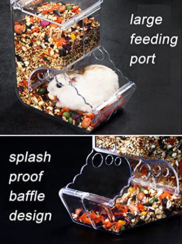 Lucky Interests 2 pcs Hamster Automatic Feeder 400ml, Hamster Food Dispenser with Brackets Small Animals Food Bowl for Dwarf Hamster Guinea Pig Chinchilla Gerbil Bird Hedgehog Ferret with 2 Spoon