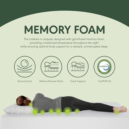 Furinno Tidur Cooling Gel Memory Foam Mattress, 12 Inch, Twin XL