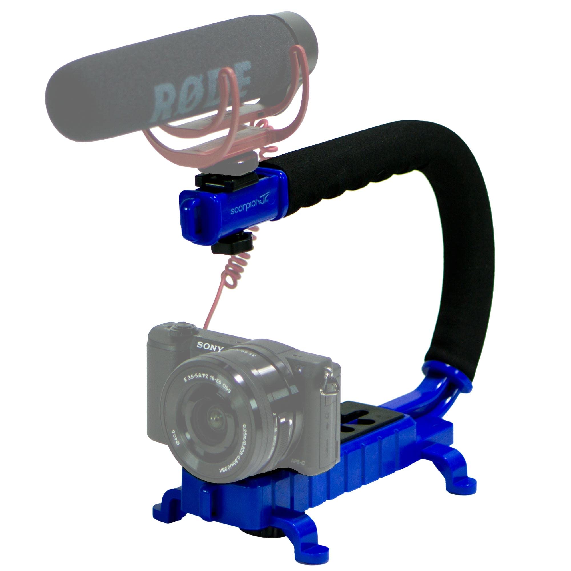 Cam Caddie Scorpion Jr Lite Camera Stabilizer - Stabilizing Steadicam Handle with Cold Shoe Mount - Blue