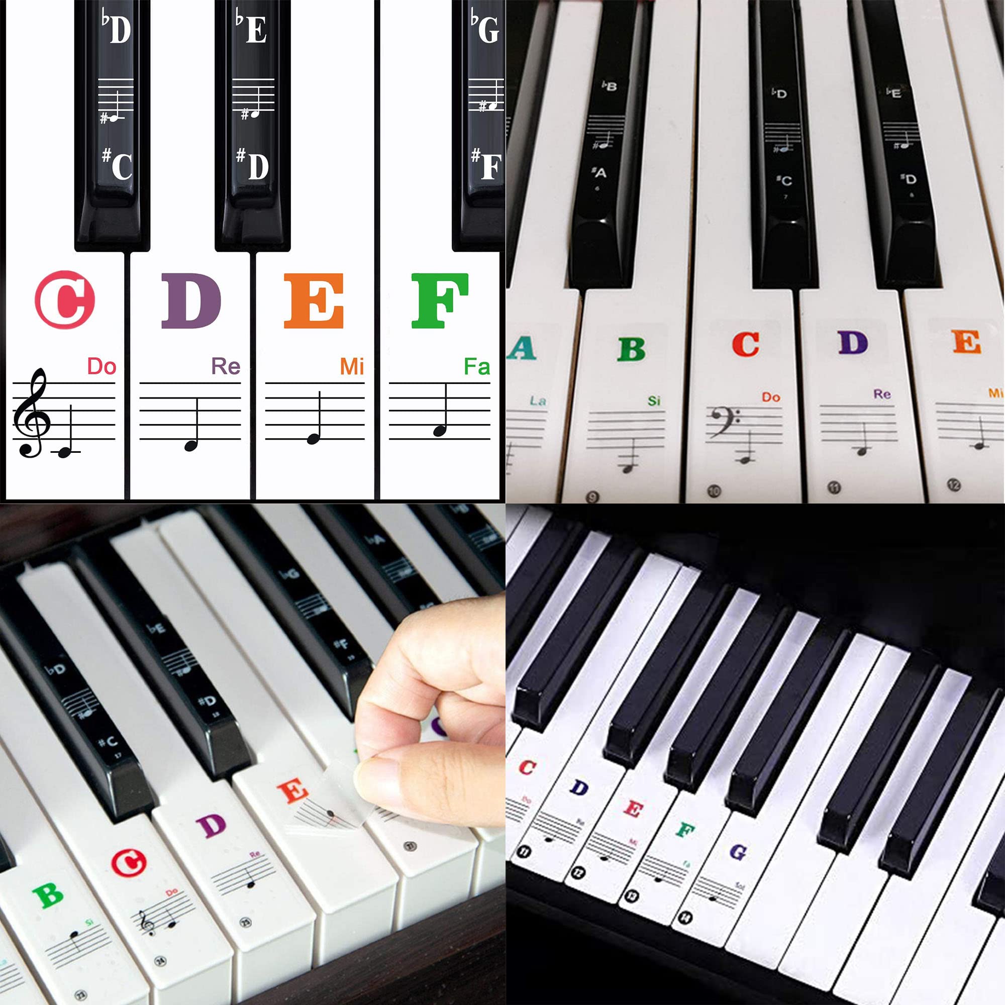 Piano Keyboard Stickers for 88/61/ 54/49 Key,Removable Piano Keyboard Letters for Beginners and Kids