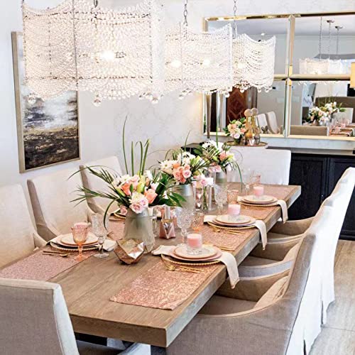 Rose Gold Glitter Sequin Table Runner 12x72 inch for Sparkling Your Party Home Table Docorations Happy Birthday Wedding Bridal Shower Baby Shower
