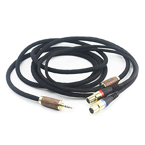 NewFantasia 2.5mm Balanced Cable 6N OCC Copper Silver Plated Cord 2.5mm Trrs Balanced Male Compatible with Audeze LCD-2, LCD-4, LCD-3, LCD-X, LCD-XC Headphones Walnut Wood Shell 2.1m