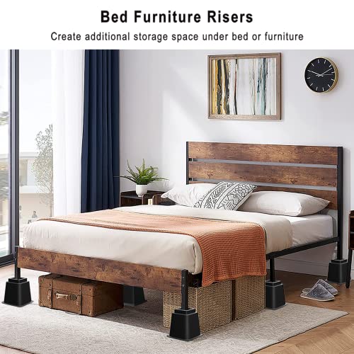 Lufia Bed Furniture Risers 5 Inch, Heavy Duty Bed Lifts Risers for for Sofa, Table, Couch, Chair or Desk (Set of 6, Black)