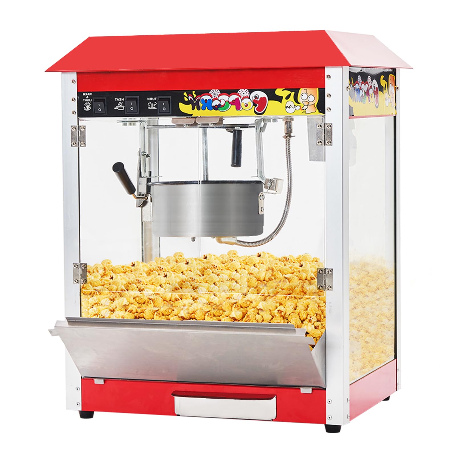 DEYGIA Commercial Popcorn Machine, 10 Oz Kettle, 1300W Countertop Popcorn Maker for 60 Cups per Batch, Movie Theater Popcorn Popper with 3-Switch Control, 2 Scoops 1 Cup