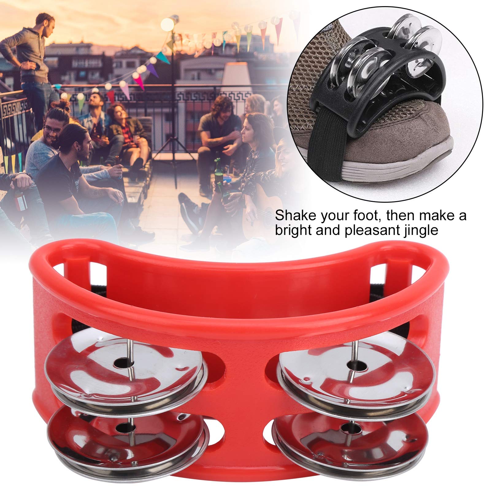 Tambourine Cajon Box Drum, Bearable Elliptical Cajon Box Drum, Crisp Easy To Take On and Off for KTV Band(red)