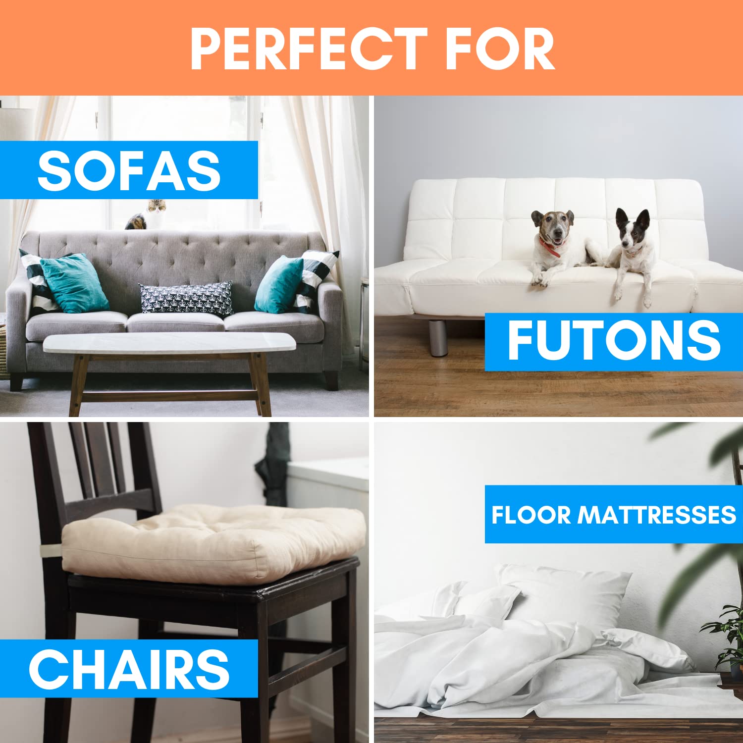 MISTIC COOL Mattress Slide Stopper - Queen/ Full, Customizable Rubber Mattress Gripper for Box Springs, Platform Beds, Couch Cushions & Futons, Durable, Reusable, Easy to Clean