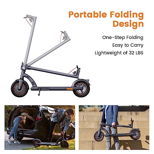 NAVEE Electric Scooter N40,600W Max Power,10" Pneumatic Tires,25-30 Miles Range & 19MPH Speed, Dual Brake System,IPX4 Waterproof, Commuter E-Scooter for Adults 220lbs