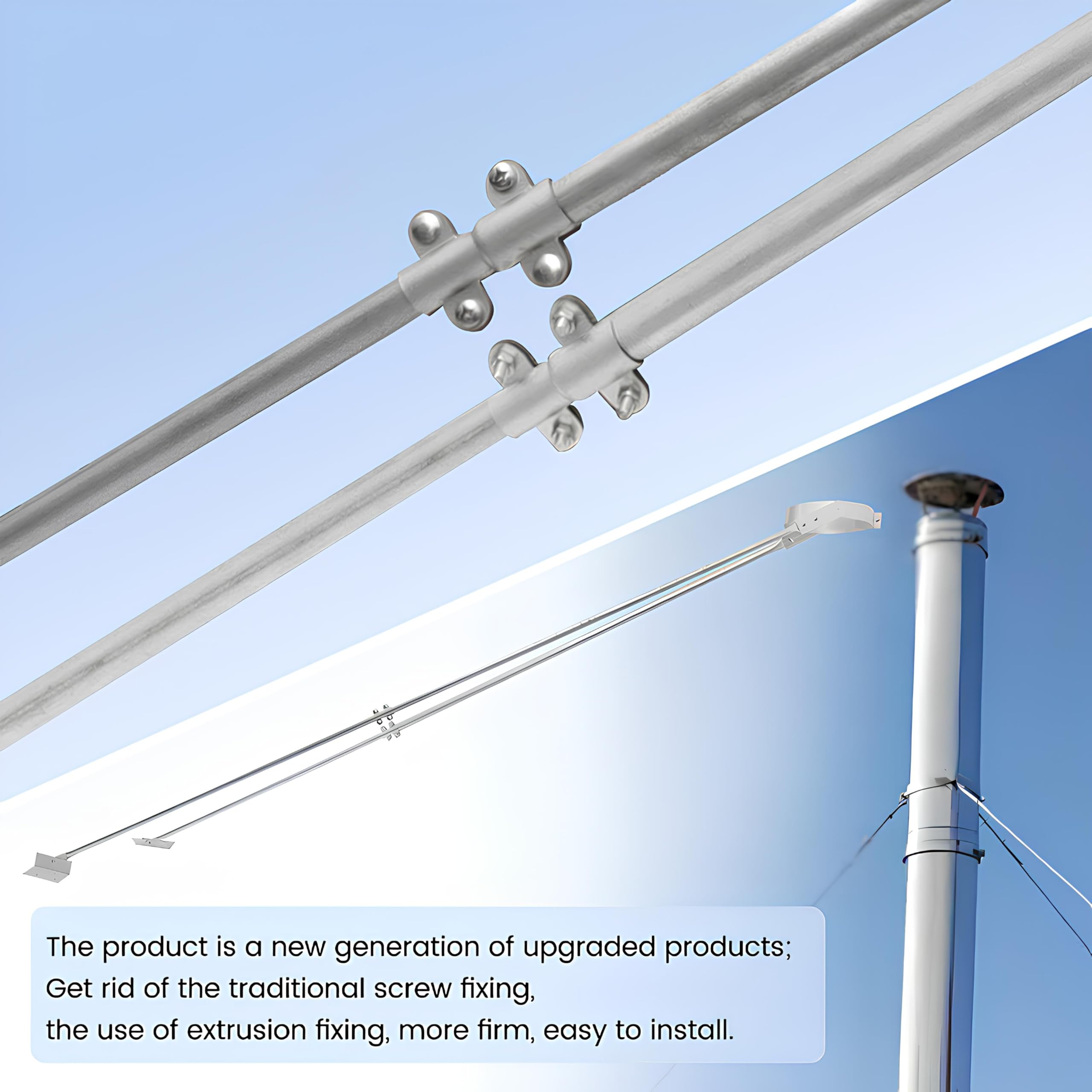 Ebusin 10" Extended Roof Bracket Supports Chimney Stove Pipe for DuraVent Triple Wall 6" I.D,Suitable for All Outer Diameters of 10", Stability Against Wind & Snow, Includes Brackets & Adjustable Leg
