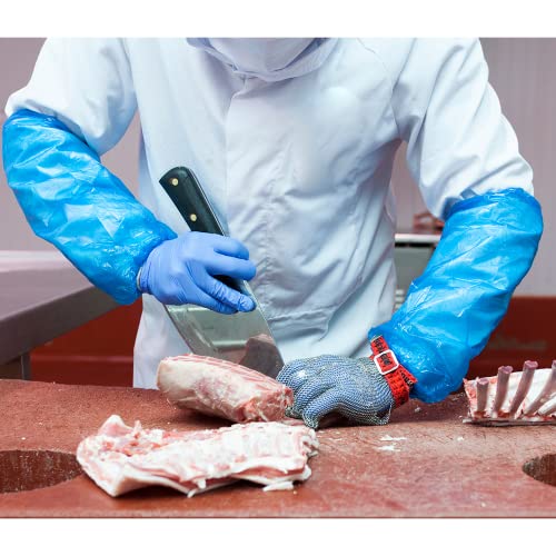 Disposable Plastic Sleeves | Blue | 100 Pack | 18 Inch | Waterproof Arm and Sleeve Protection