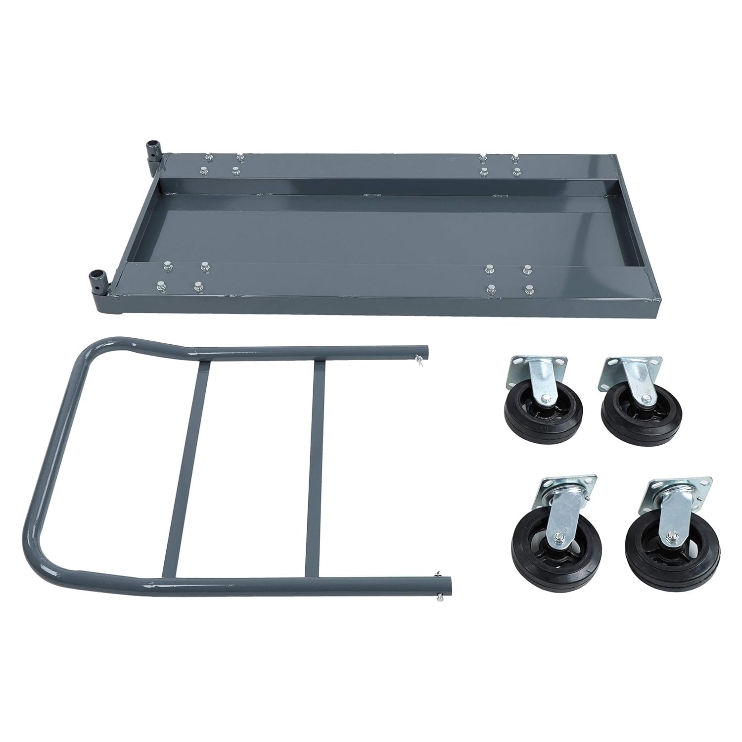 DMC-FPPS 48" L x 24" W Steel Platform Truck 2000 Lb. Loading Capacity Heavy Duty Flatbed Hand Truck Utility Push Cart with 6"x4" Rubber Casters