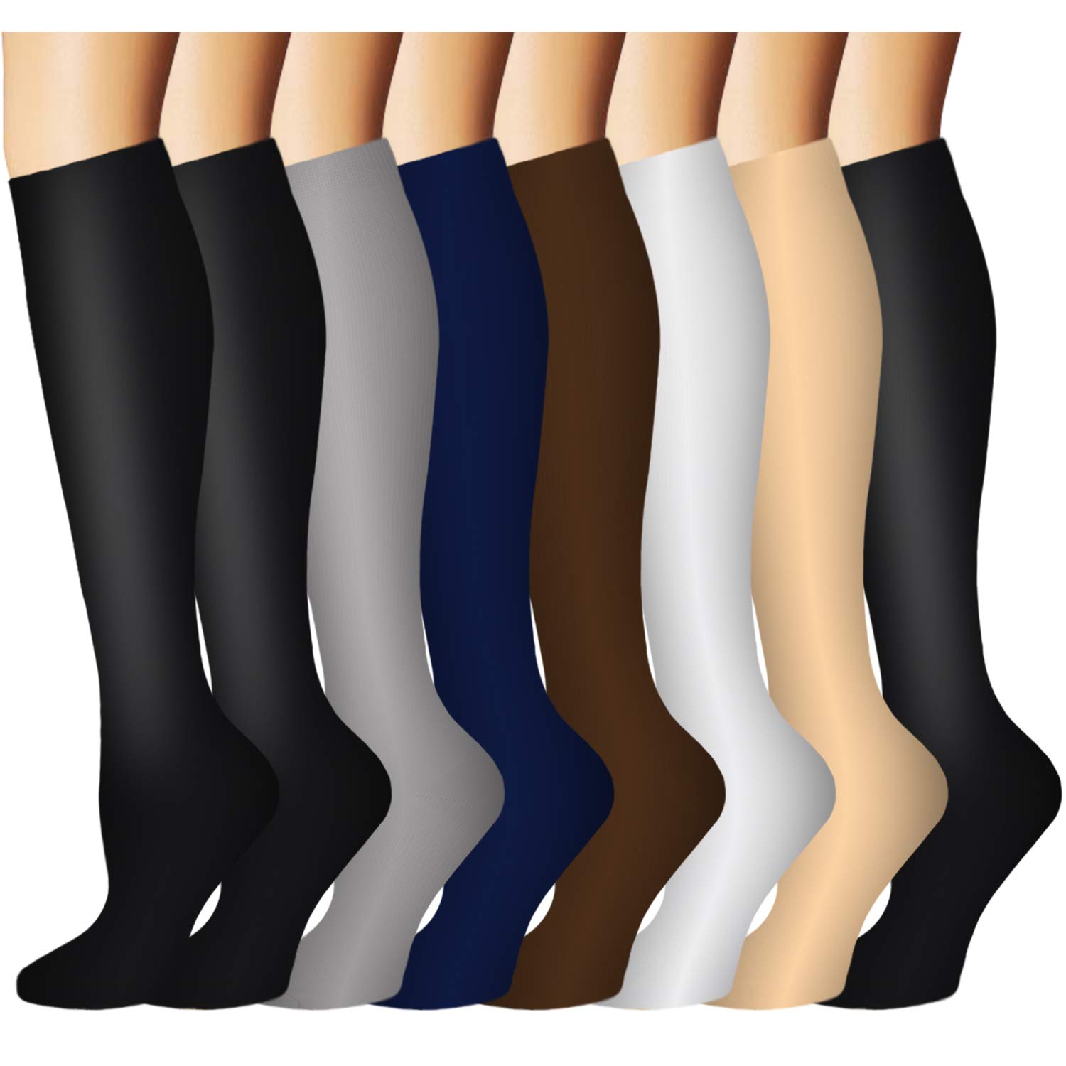Compression Socks for Women Men Circulation 15-20mmhg Knee High Sock Best for Medical,Running,Nurses,Travel,Athletic(L/XL)