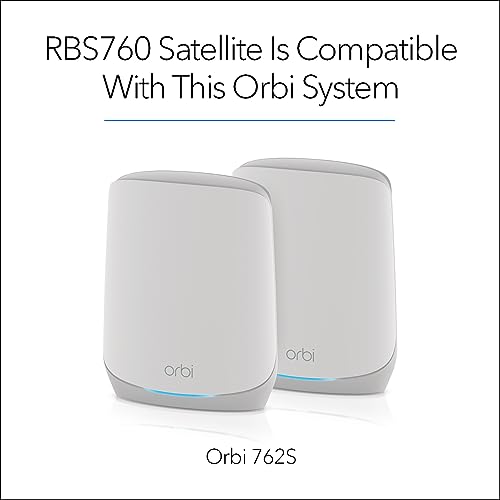 NETGEAR Orbi Whole Home Tri-Band Mesh WiFi 6 Add-on Satellite (RBS760) – Works with Your Orbi WiFi 6 System - Adds Coverage up to 2,500 sq. ft. - AX5400 up to 5.4Gbps