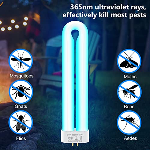 FVOAI X3,T6, T8, T9 Replacement Bulb for Bug Zapper Outdoor,15W,4-pin Single U-Shaped Twin Tube Bulb