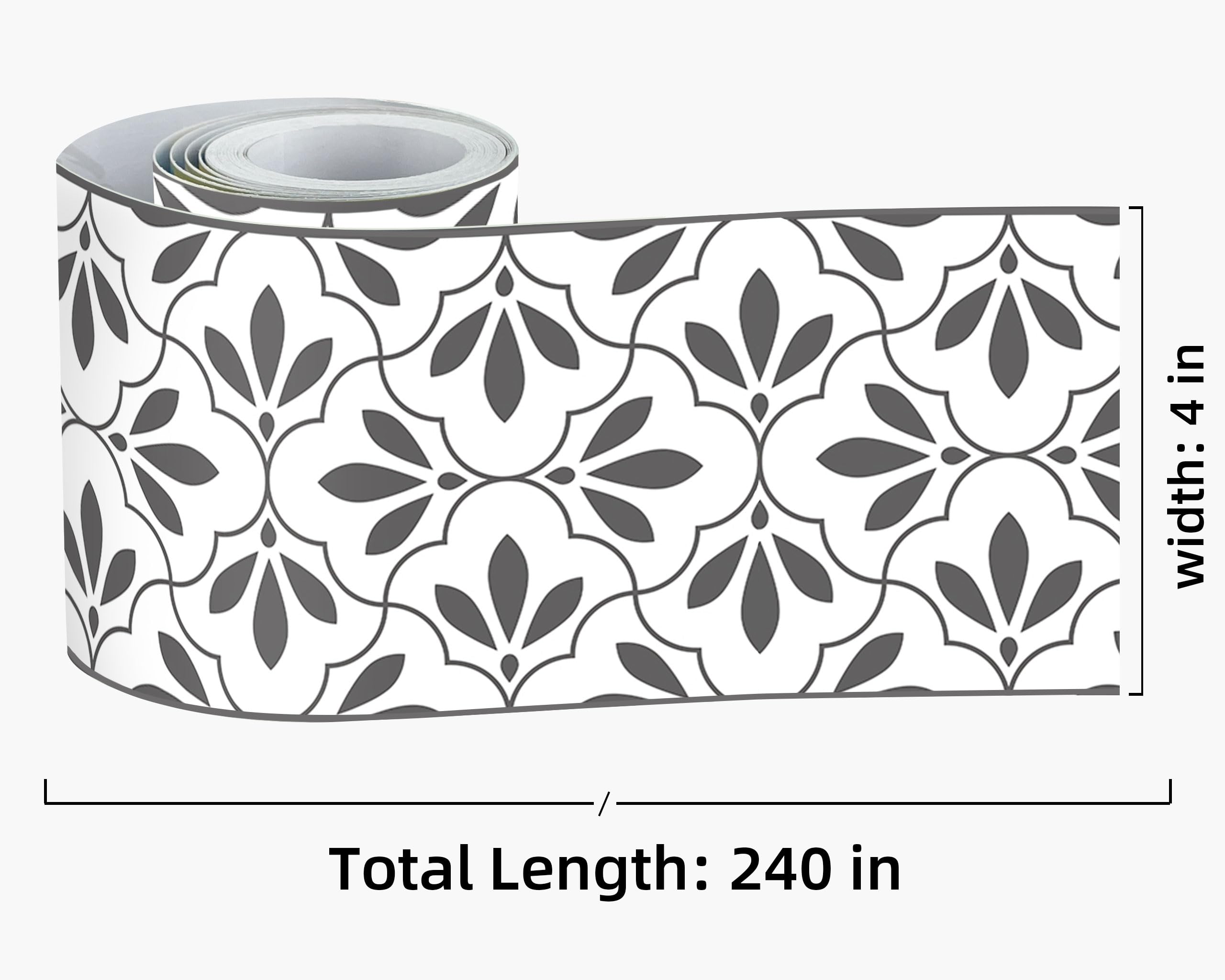 FLFK Wallpaper Border Black and White Patterns Peel and Stick Wall Border Self Adhesive Wallpapers for Living Room Bedroom Kitchen Bathroom 4"x240"