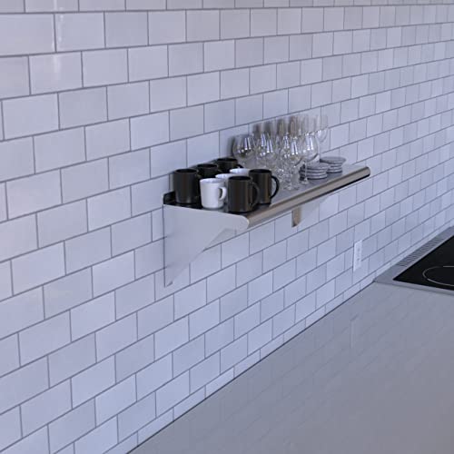 Stainless Steel Wall Shelf | 24" Long 12" Deep | Metal Shelving | Garage, Laundry, Storage, Utility Room | Restaurant, Kitchen | Food Prep | NSF Certified