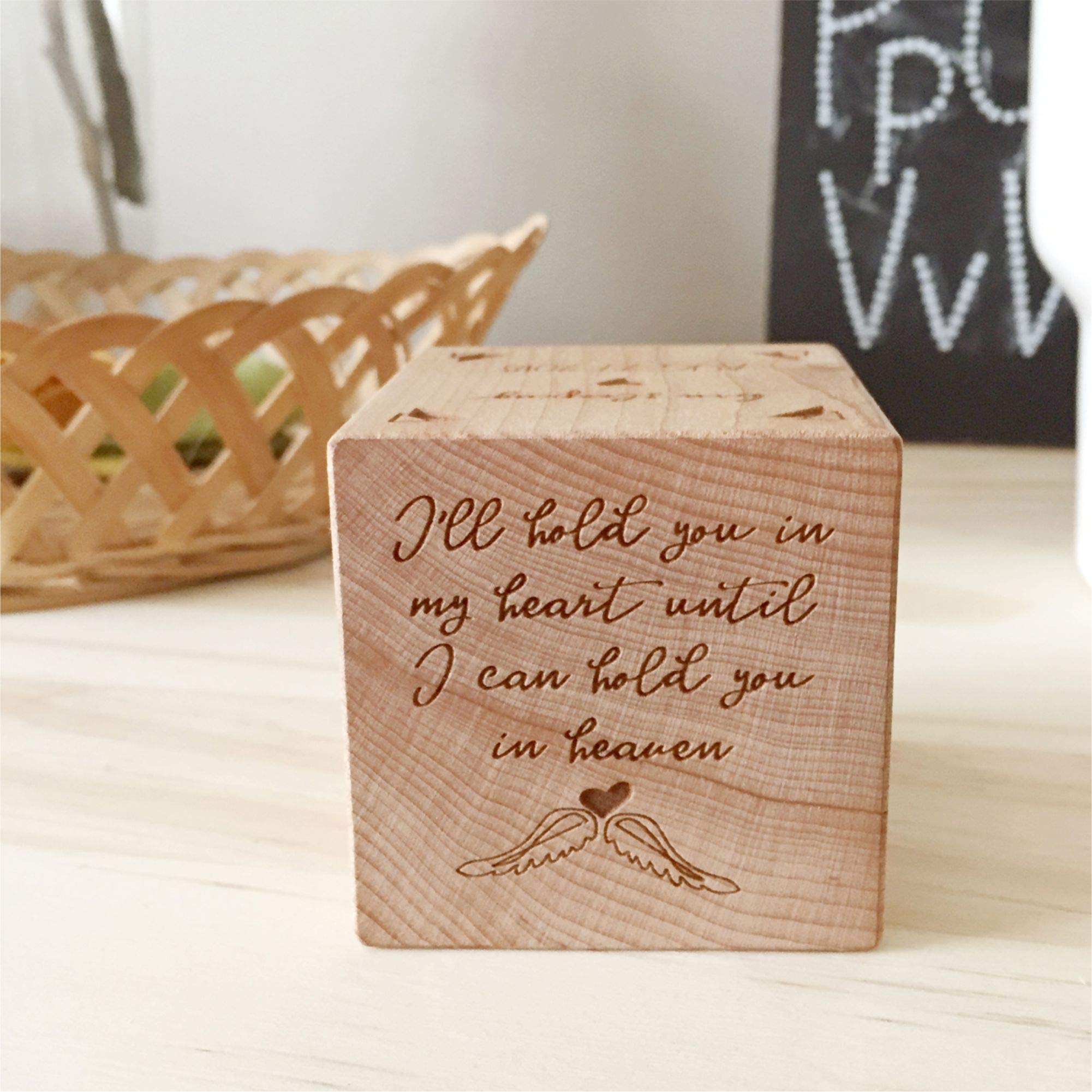 Smiling Tree Toys Personalized and Customizable Keepsake Baby Memorial Block, Handmade in The USA Using Natural Organic Wood