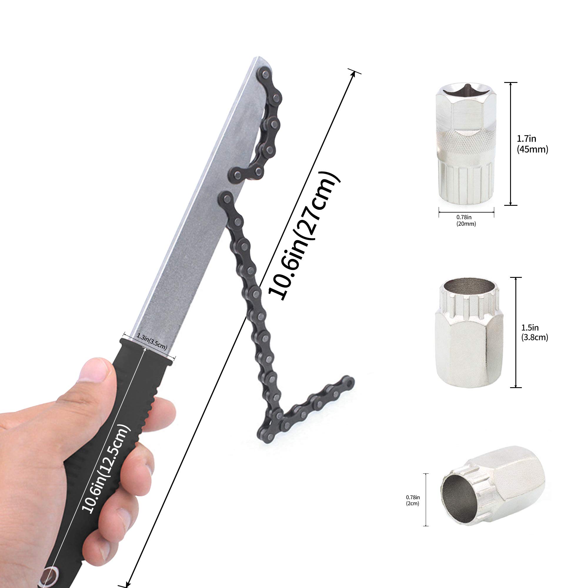 Bike Cassette Removal Tool, Chain Whip with 2Pcs Cassette Lockring Set,Universal Bike Freewheel Removal and Install Tool, Upgrade Bicycle Maintenance Sprocket Kit for 7,8,9,10,11,12 Speed MTB Mountain