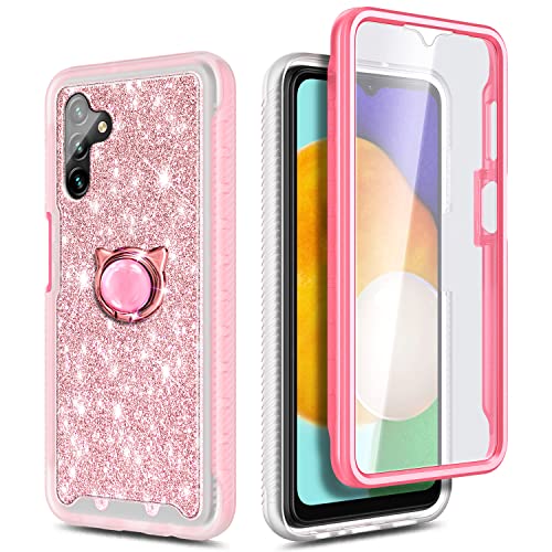 NGB Supremacy Galaxy A13 5G Case, Full Body Protection with [Built-in Screen Protector] Ring Holder/Wrist Strap, Slim Fit Shockproof Bumper Durable Cover for Samsung Galaxy A13 5G (Rose Gold)
