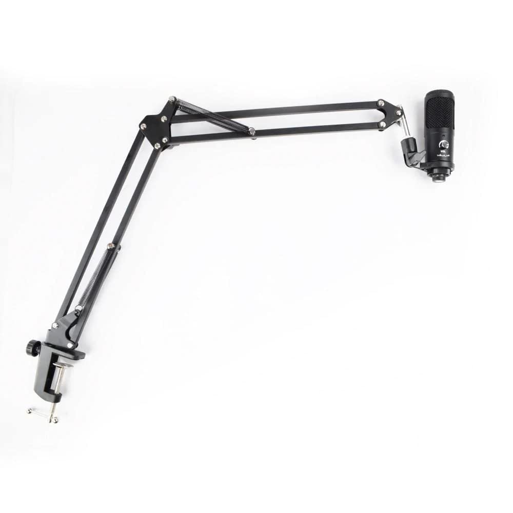 Vault MS126-1 Microphone Boom Scissor Extendable Arm Stand for Dynamic and Condenser Microphone with Mic Clip Holder & Table Mounting Clamp