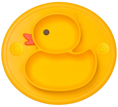 Qshare Toddler Plate, Portable Baby Plates for Toddlers and Kids, BPA-Free Strong Suction Plates for Toddlers, Dishwasher & Microwave Safe Silicone Placemat 9x6x1.4 inch