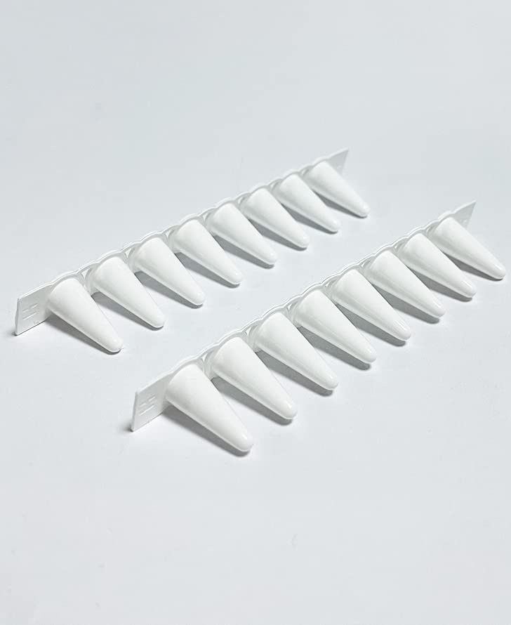 CryoKing 0.1ml 8-Strip White PCR Tubes, Tubes with Flat Caps, 125 Sets/Pack, Ultra Thin Wall PCR Reaction Tubes, Polypropylene Microcentrifuge Tube, DNase/RNase Free