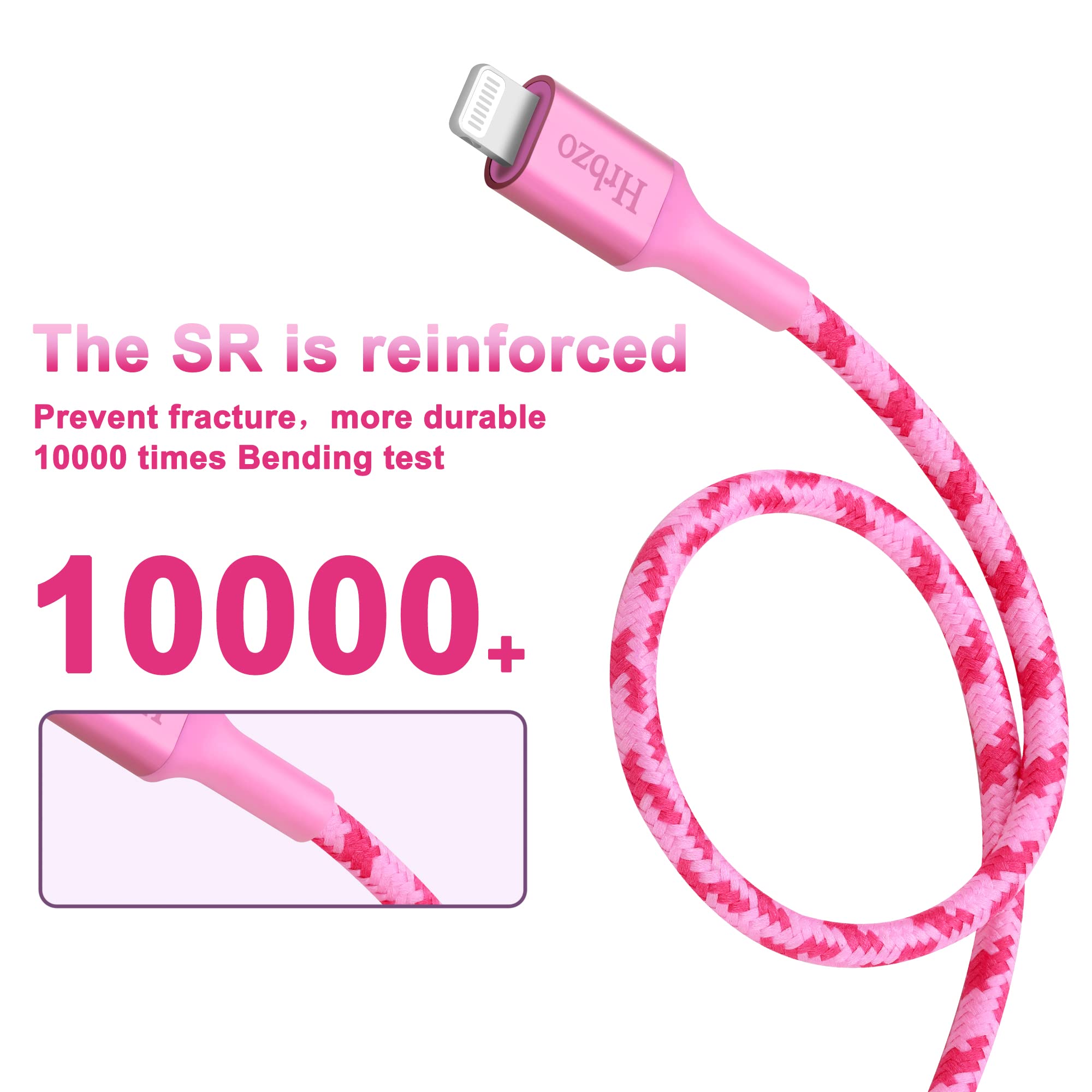 Hrbzo 3FT Nylon Braided Cable [1-Pack] [MFi Certified] Compatible with iPhone Charger Compatible iPhone 14/13/12/11/Xs/XR/8/SE/iPad More