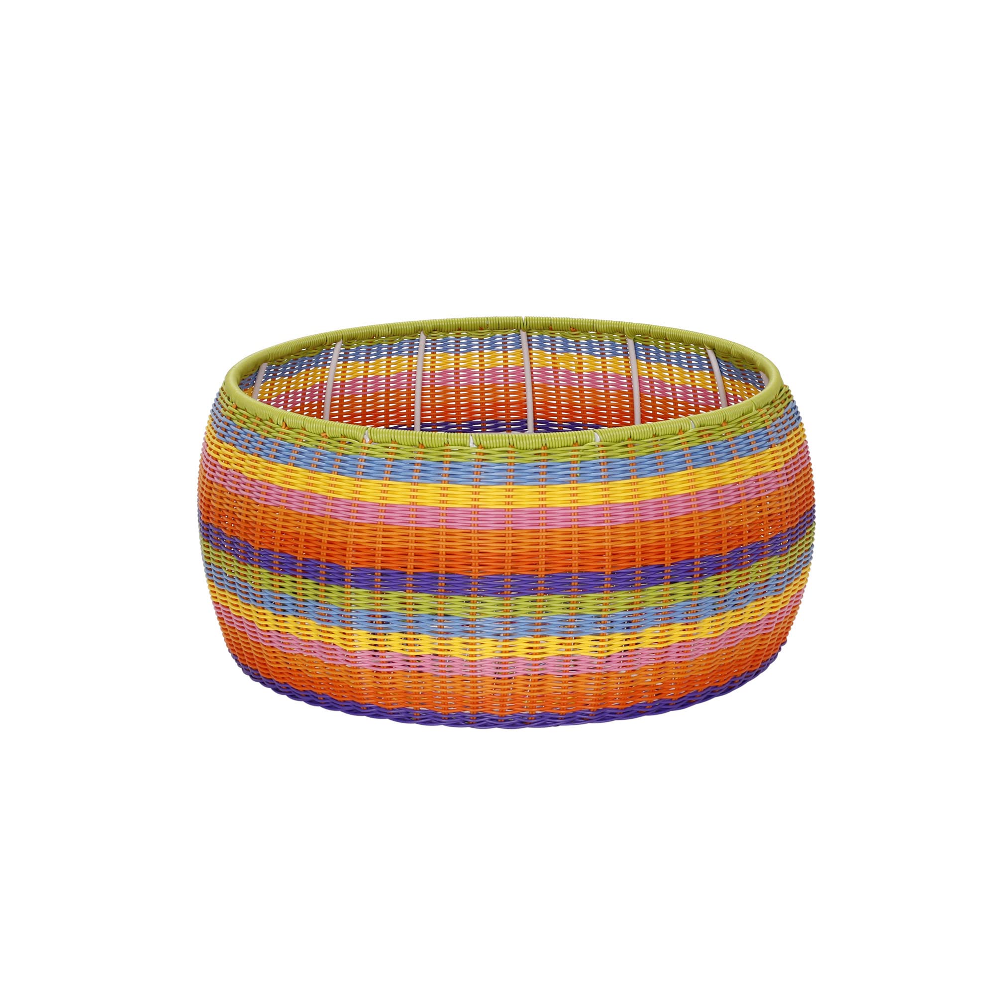 Household Essentials Handwoven Resin Storage Stool Ottoman, Multicolor