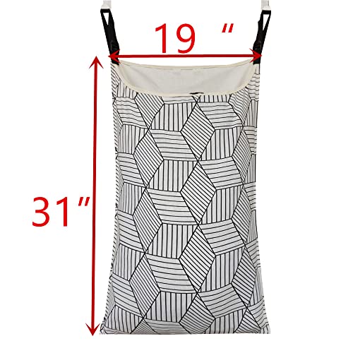 HDHYK Adjustable Space Saving Door Hanging Laundry Hamper Bag with Over Door Hooks for Dirty Laundry