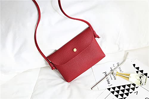 PKSANIT Women's Cross Body Bag, PU Leather Small Square Bag for Women, Shoulder Bag Diagonal Messenger Handbag (Red)