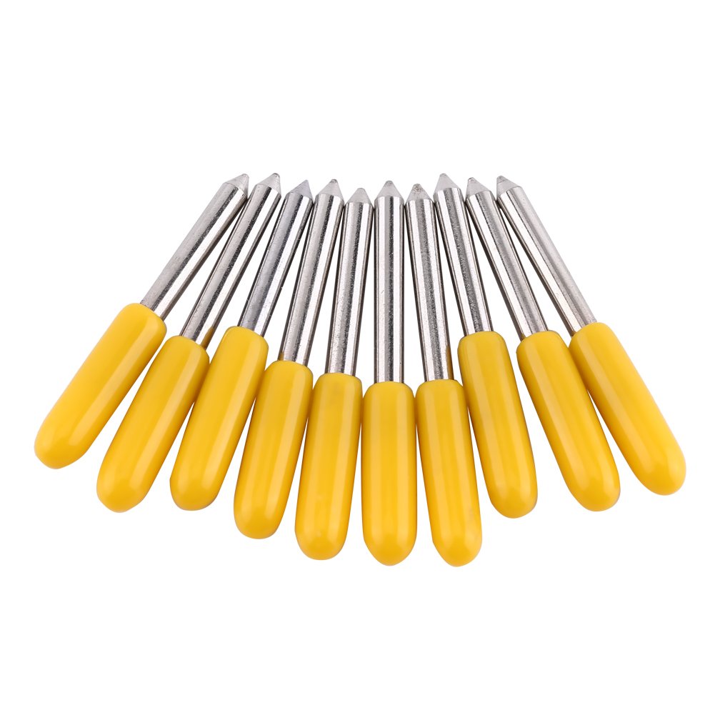 Cutter Blades 10pcs Precision Cutter Plotter Cutting Blades Cemented Carbide Blade Craft Cutter for Vinyl Cutting 30 deg 45 deg 60 deg(30°)
