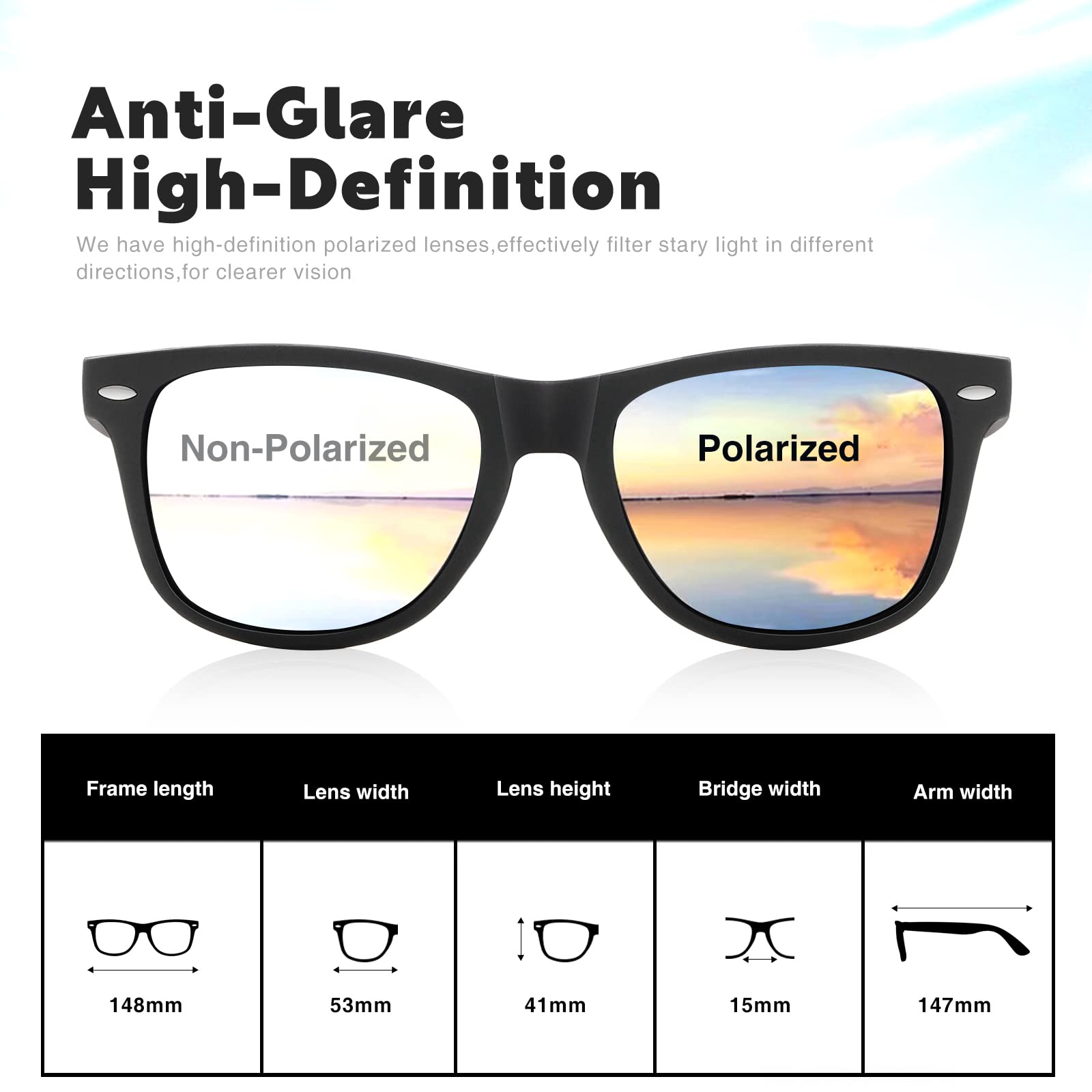 DEMIKOS Sunglasses Men Polarized Sunglasses for Womens Trendy Retro Mirror Lens for Driving Fishing UV400 Protection