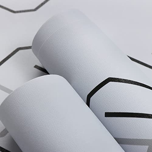 Micpolo Stripe Peel and Stick Wallpaper Black and Grey Contact Paper Geometric Self-Adhesive Wallpaper Modern Removable Vinyl Decor 17.7"X78"