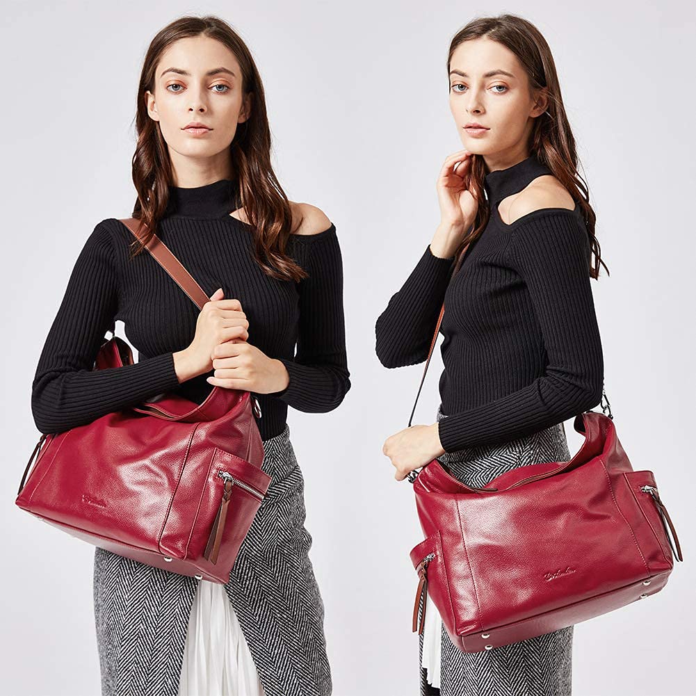 BOSTANTEN Genuine Leather Hobo Handbags bundle Leather Wallet for Women