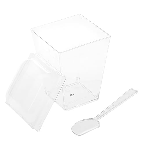 Healeved 20 Sets dessert cup wedding favors jars dessert tumbler cups parfait cups with lids mousse cup clear container with lid appetizer bowls appetizer cup square cube cup jelly cake cup