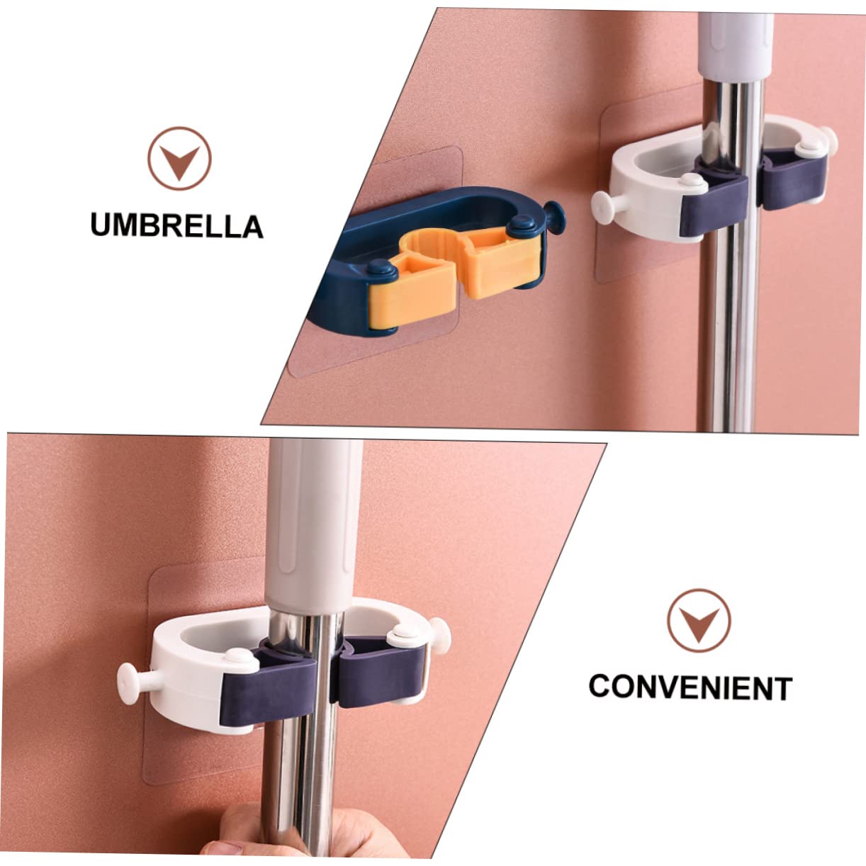 DOITOOL 4 pcs White Hanger Clipswhite Mounted Broom Hangers Hooks Rack Traceless for Kitchen Mop Adhesive Tool Holders Practical Creative Holder Anti Garage Rake Home Drilling Laundry