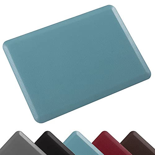 Carvapet Anti-Fatigue Floor Mat Cushioned Kitchen Comfort Mat Waterproof Non-Slip Standing Desk Mats and Rugs Heavy Duty PVC Ergonomic Foam Mat for Home Kitchen Office Laundry,Teal,17.3"x28"
