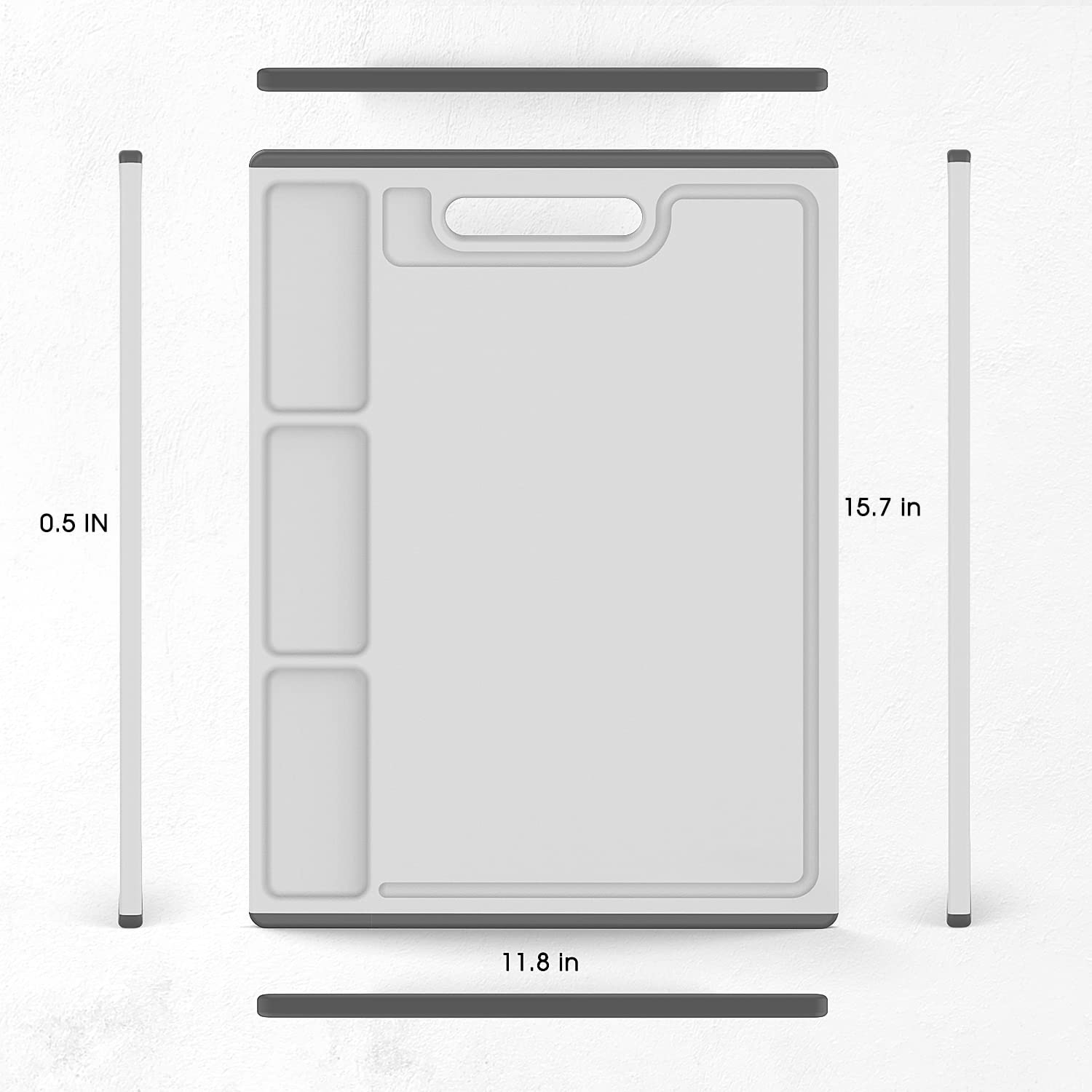 Cutting Boards for Kitchen – Large Plastic Kitchen Cutting Board, Dishwasher Safe Thick Chopping Board with Juice Grooves, for Meat, Fruits, Veggies, Easy Grip Handle, Non-Slip (Grey)