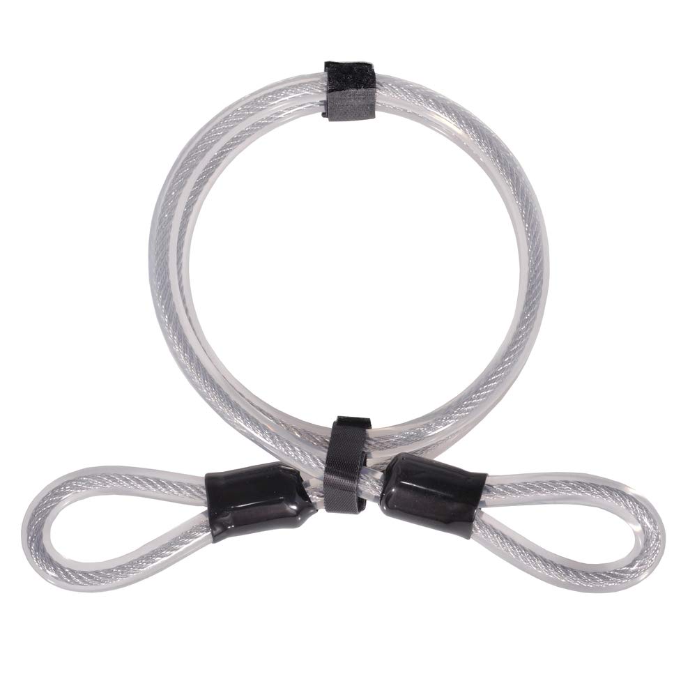 Bike Lock Cable Double Loops Bicycle Cable Steel Flexible Security Cycling Cable Safety Long Cables Lock Tool for Outdoor Riding Sport (120CM/4ft,Silver)