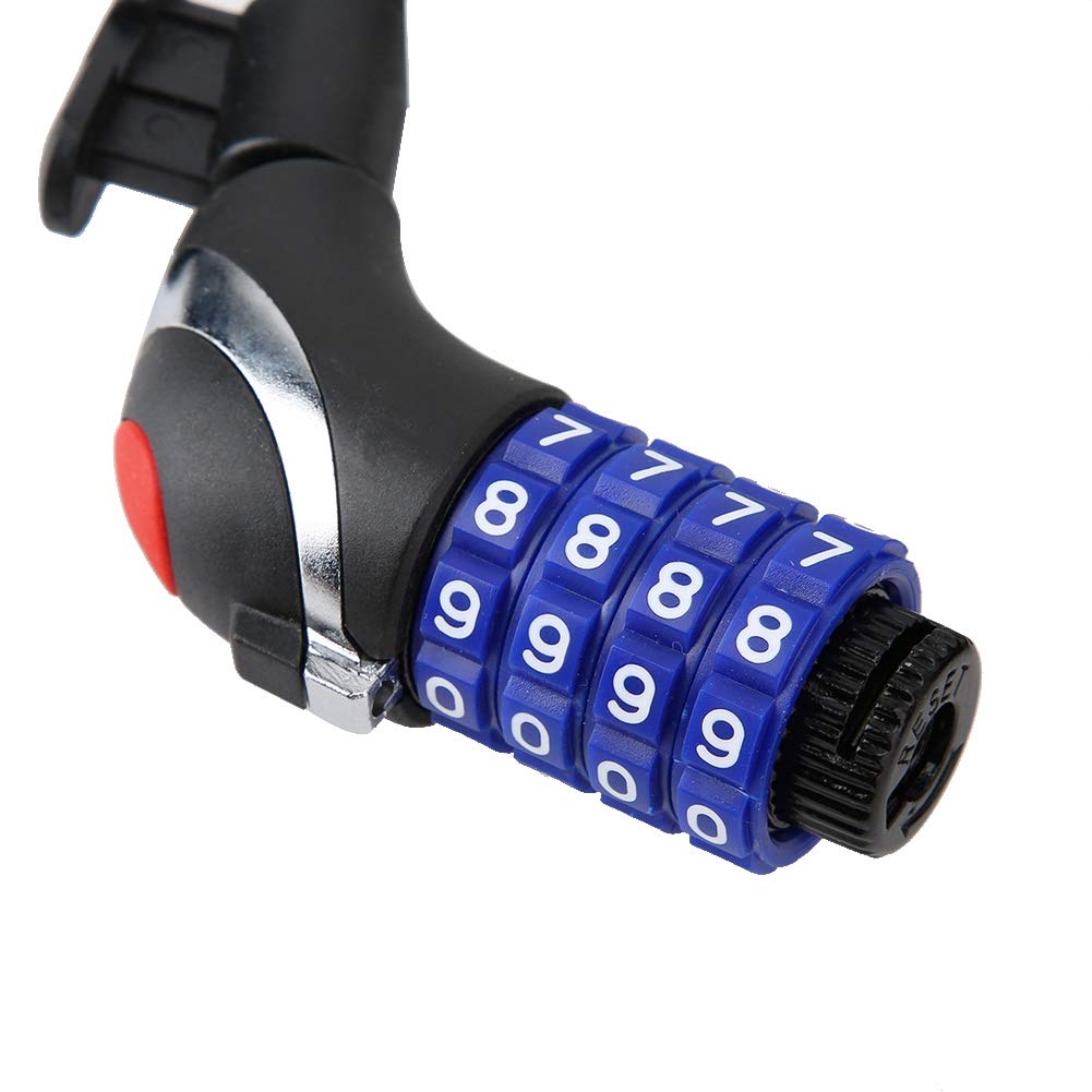 Bike Lock with 4-Digit Resettable Number, Cable Lock, High Security Light Password Anti-theft Security Steel Cable Lock for Cycling Outdoors