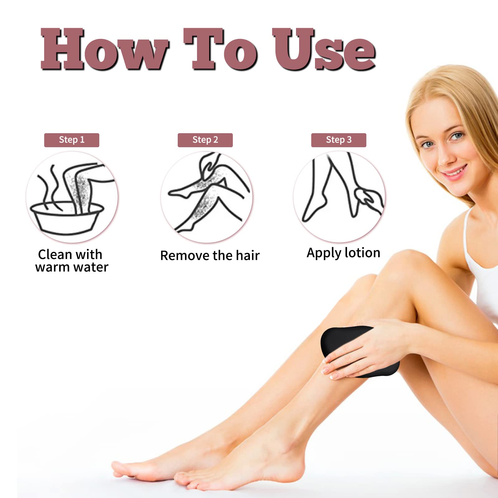dolitify Crystal Eraser Hair Removal, Painless Removal Tool, for Women and Men Arms Legs Back (Black)