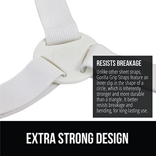 Gorilla Grip Bed Sheet Straps, Adjustable Elastic Fasteners with Metal Clips, Keep in Place Fitted Bedding Holder, Easy Install Suspenders Mattresses, Firm Tight Accessories, 8 Pack White