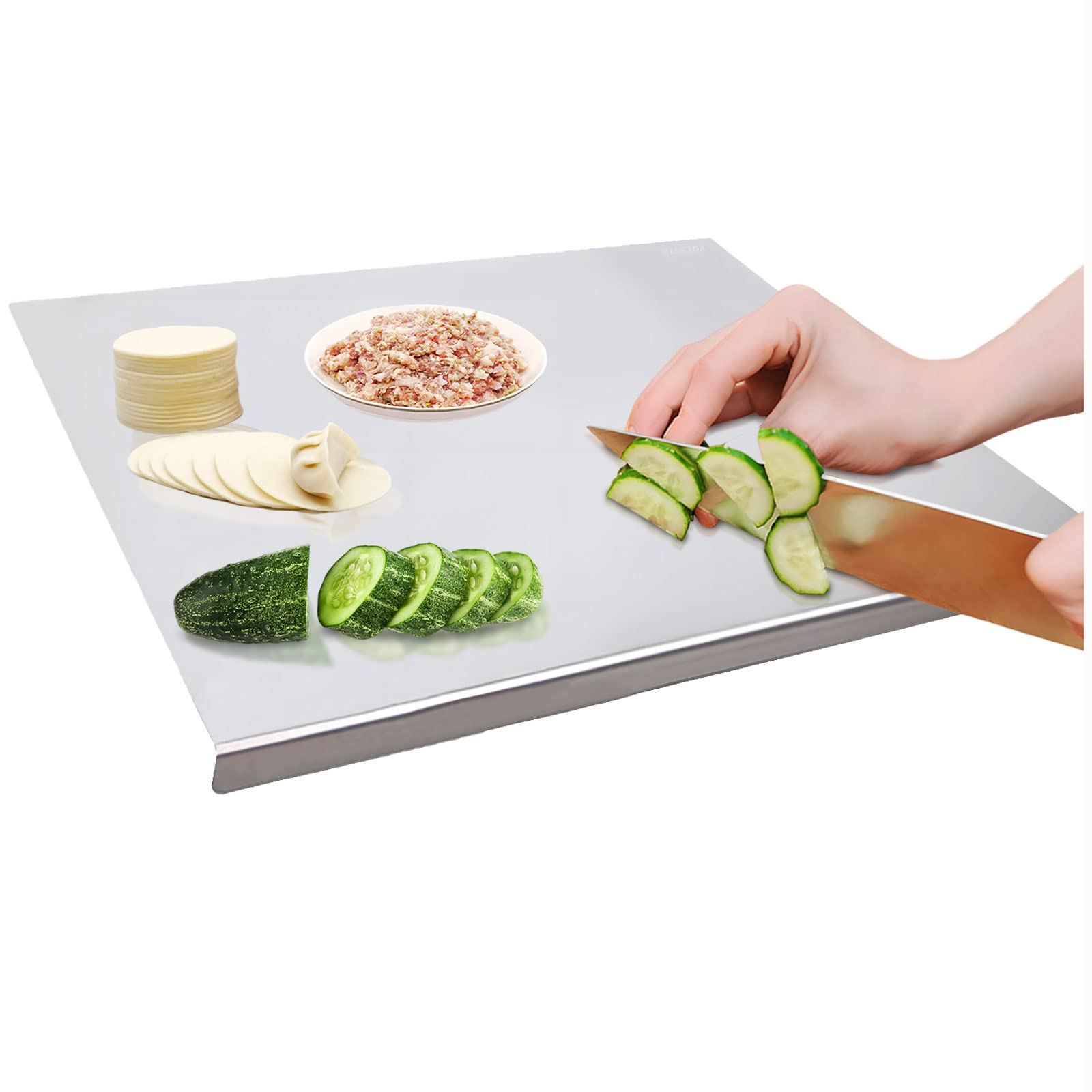 Cutting Boards, 304 Stainless Steel Cutting Board, Chopping Board, Pastry Board, Baking Board for Kitchen, Cutting Mats, Pastry Board for Meat, Vegetables, Non-Slip Cutting Board with Lip (50 * 70cm)