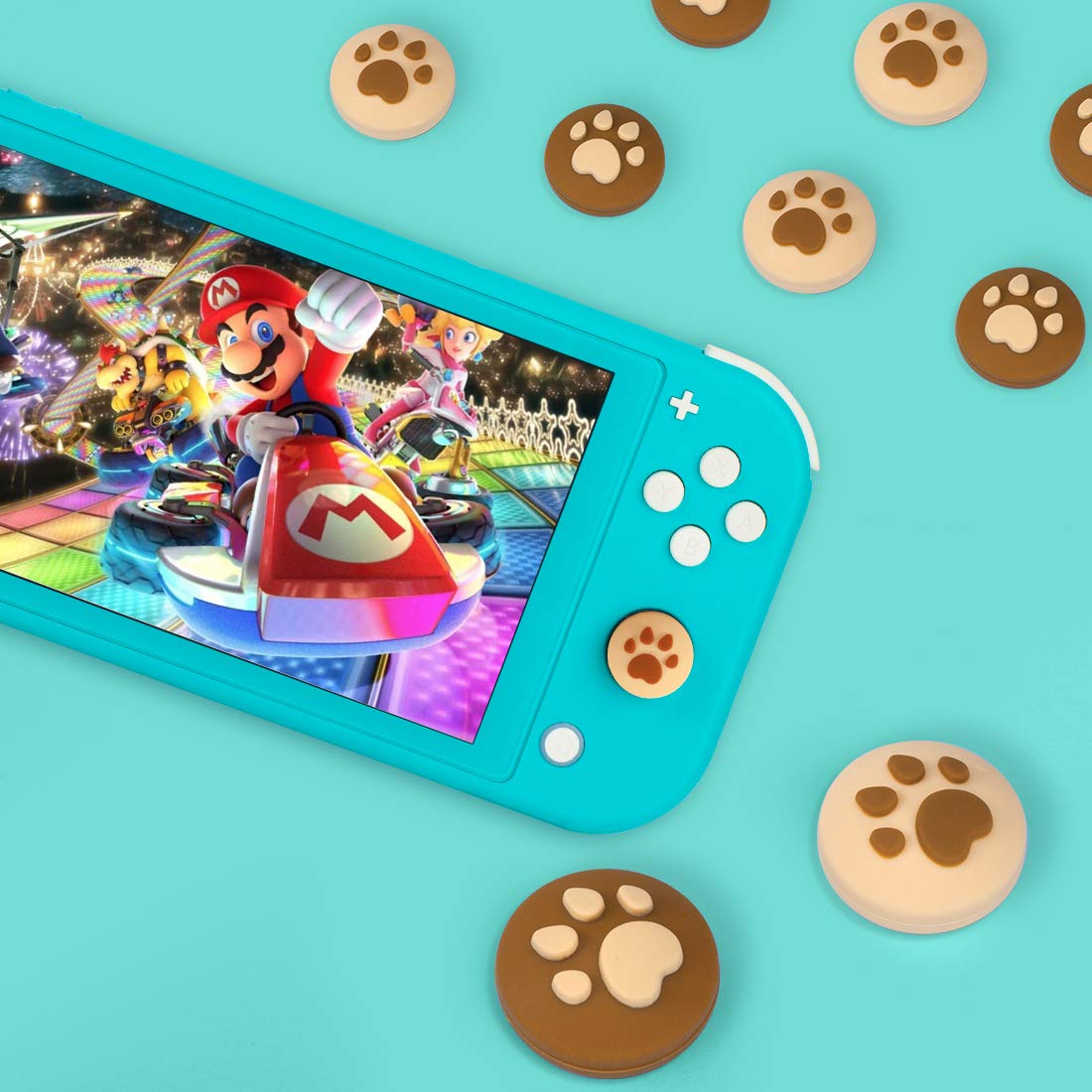 Cat Claw Design Thumb Grip Caps, Joystick Cap for Nintendo Switch & Lite, Soft Silicone Cover for Joy-Con Controller - Milk Tea Brown