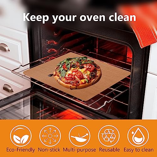 UBeesize 2 Pack Large Copper Oven Liners for Bottom of Oven BPA and PFOA Free,16"x24" Thick Heavy Duty Non Stick Teflon Oven Mats for Electric, Gas, Toaster,Convection, Microwave Ovens and Grills