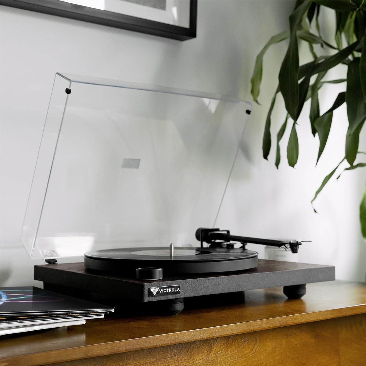 Victrola Premiere T1 Turntable - Sleek, Modern Vinyl Record Player, 33-1/3 & 45 RPM Vinyl Records & LPs, Built-In Bluetooth 5.0, Stereo RCA Output, Phono Preamp Output