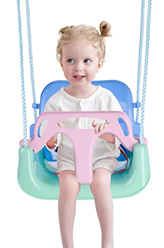 nets Tribe Toddler Swing, 3-in-1 Baby Swing Seat, Anti-Flip Snug & Secure Detachable Kids Swing Set, Infants to Teens Swing Seat for Playground Indoor Outdoor. (Macaron Green)