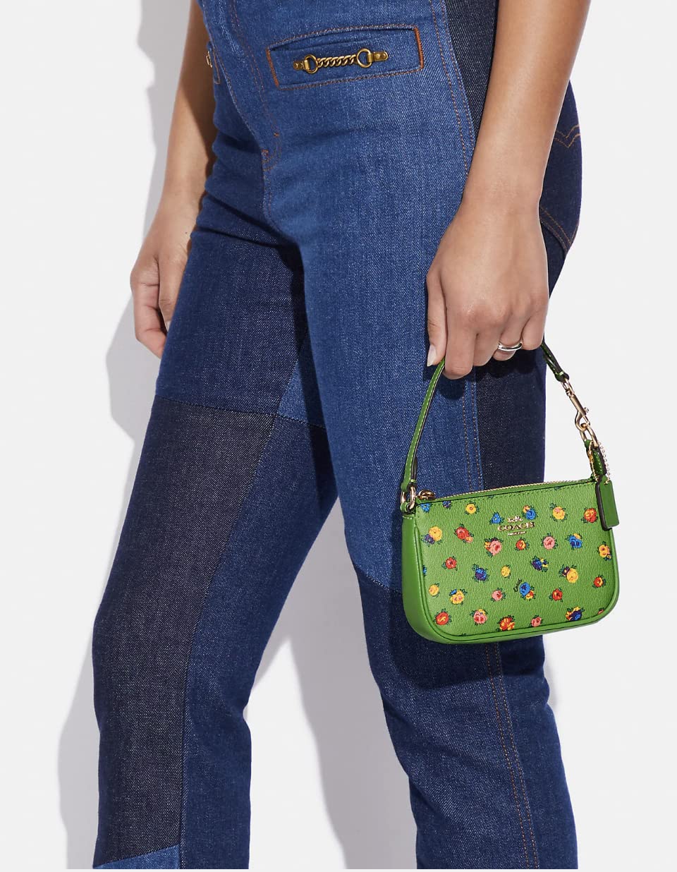 Coach Nolita 15 With Mini Vintage Rose Print (IM/Neon Green Multi)