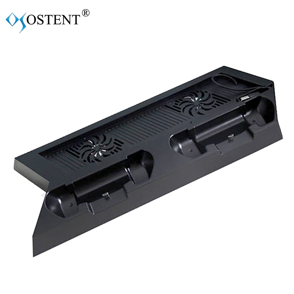 OSTENT Multifunctional Hub USB Cooling Fan Charger Stand for PS4 Console and Controller - Color Black