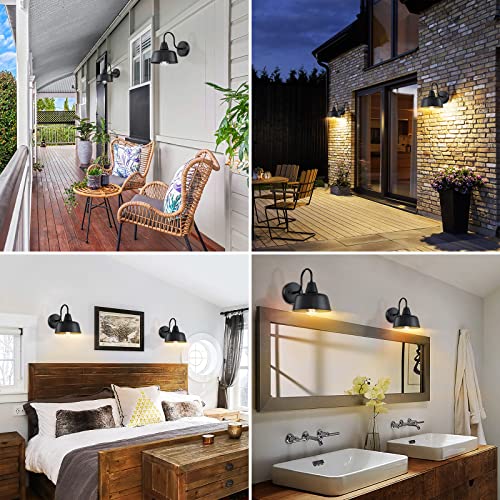 DOCIUEON Indoor Outdoor Wall Lights, 2 Pack Modern Farmhouse Gooseneck Barn Light, Exterior Lighting Fixture Outside Wall Sconce for Porch, Entryways, Patio,Garage